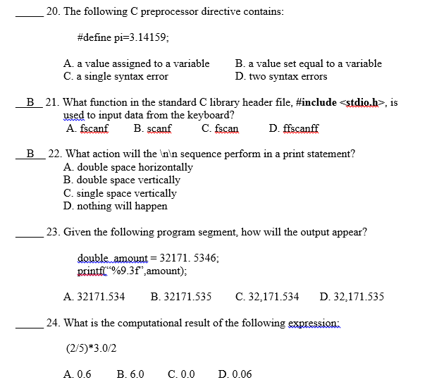 Solved 20 The Following C Preprocessor Directive