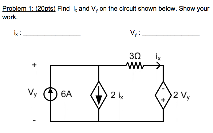 Solved Find i_x and V_y on the circuit shown below. Show | Chegg.com