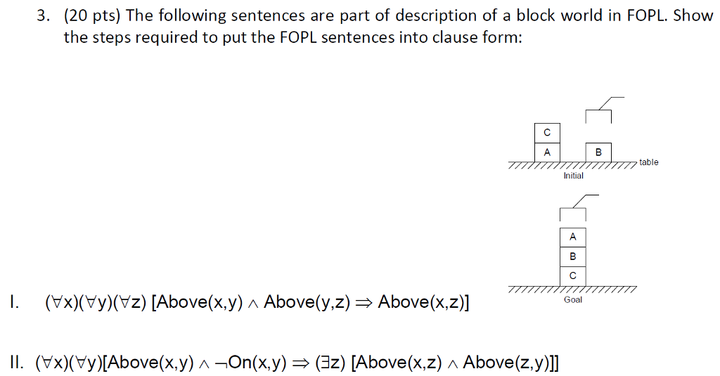 Solved 3. (20 pts) The following sentences are part of | Chegg.com