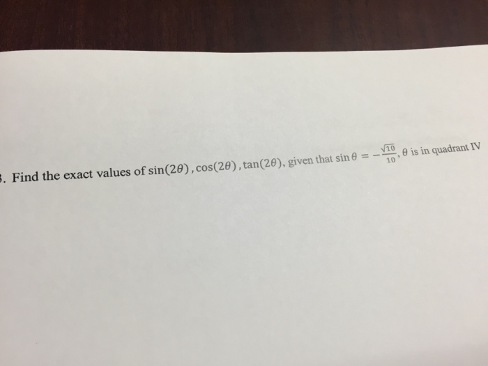 Solved Find the exact values of sin (2 theta), cos (2 | Chegg.com