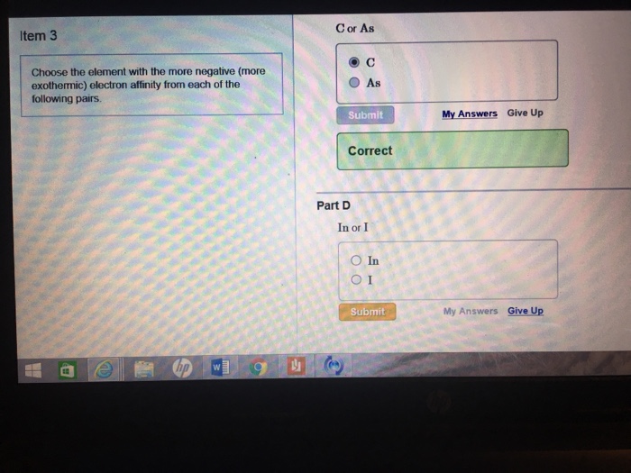 Solved choose the element with the more negative (more | Chegg.com