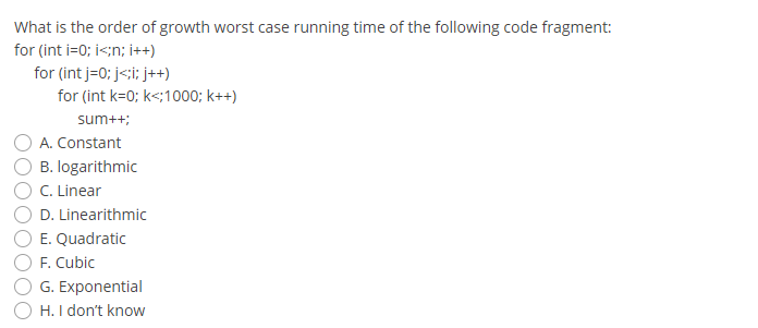 Solved What is the order of growth worst case running time | Chegg.com