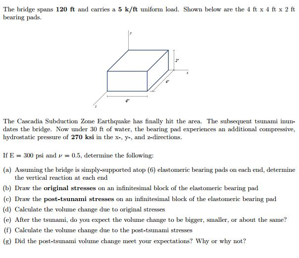 Solved The bridge spans 120 ft and carries a 5 k/ft uniform | Chegg.com