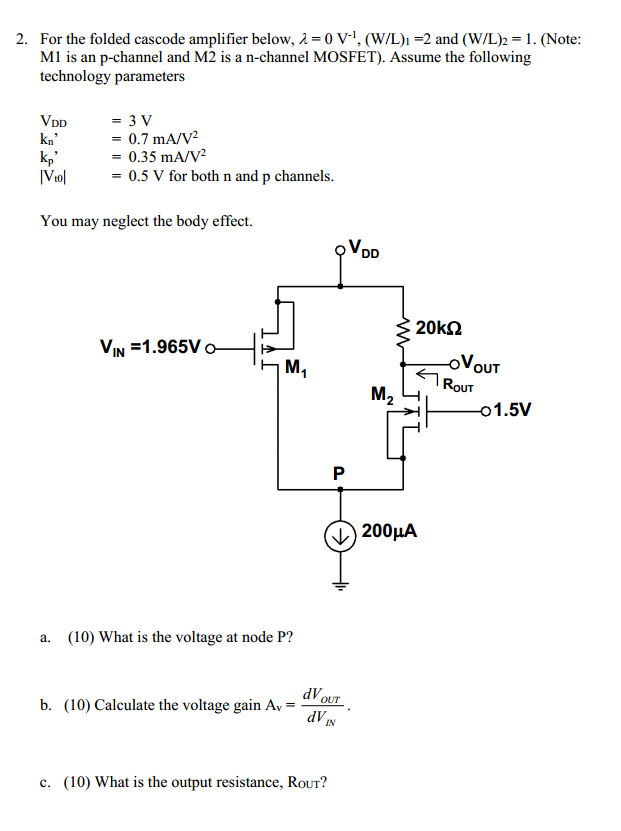 Folded cascode amplifier using mosfet as a switch
