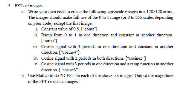 FFTs of images. Write your own code to create the | Chegg.com