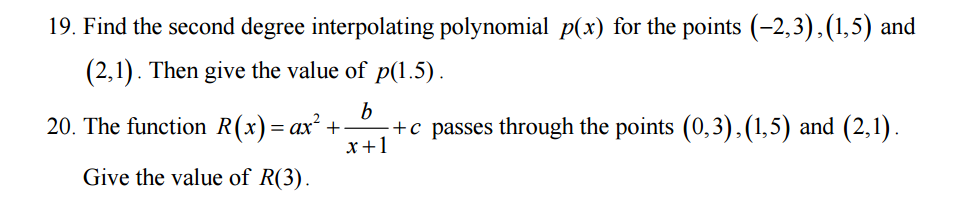 Solved Find the second degree interpolating polynomial p(x) | Chegg.com