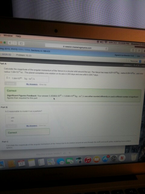 Solved Part C. Calculate the magnitude of the angular | Chegg.com