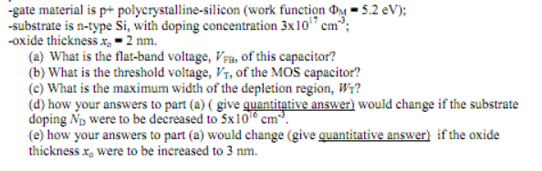 Solved Consider an ideal MOS capacitor maintained at T = | Chegg.com