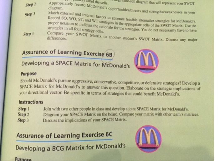 Solved space matrix and McDonald's | Chegg.com