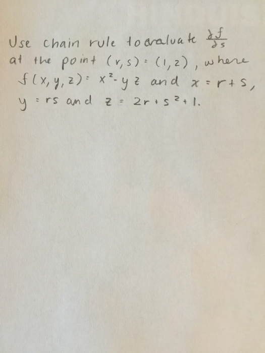 Solved Use chain rule to evaluate df/ at the point (v, s) = | Chegg.com