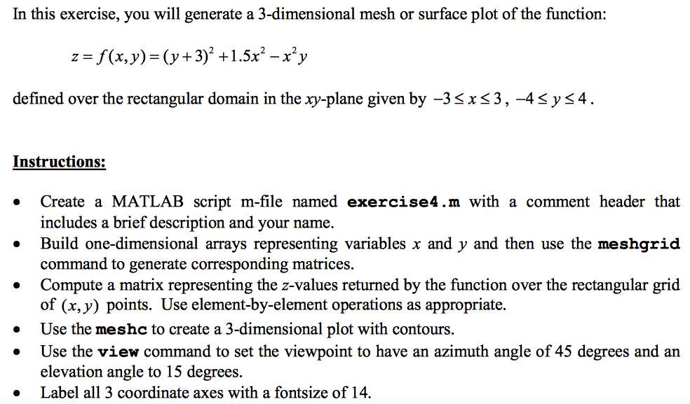 Solved In this exercise, you will generate a 3-dimensional | Chegg.com