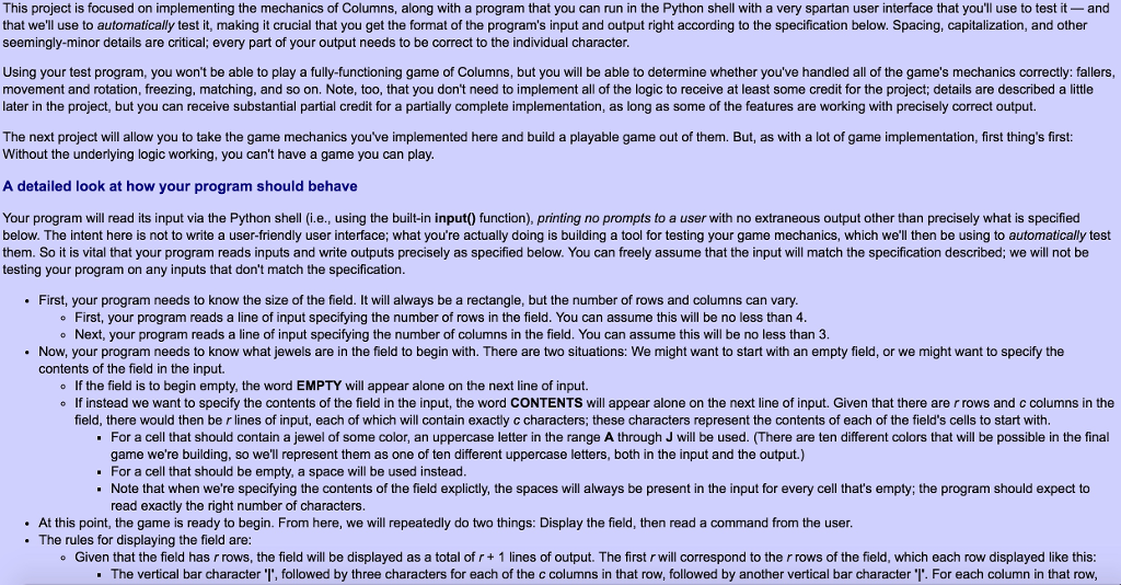 This project is focused on implementing the mechanics | Chegg.com