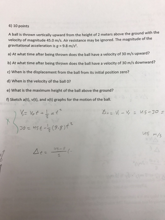 Solved A ball is thrown vertically upward from the height of | Chegg.com