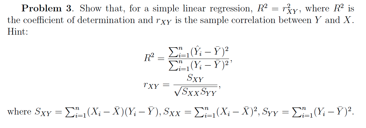 Solved Show that, for a simple linear regression, , where | Chegg.com