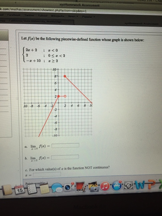Solved Let f(x) be the following piecewise-defined function | Chegg.com