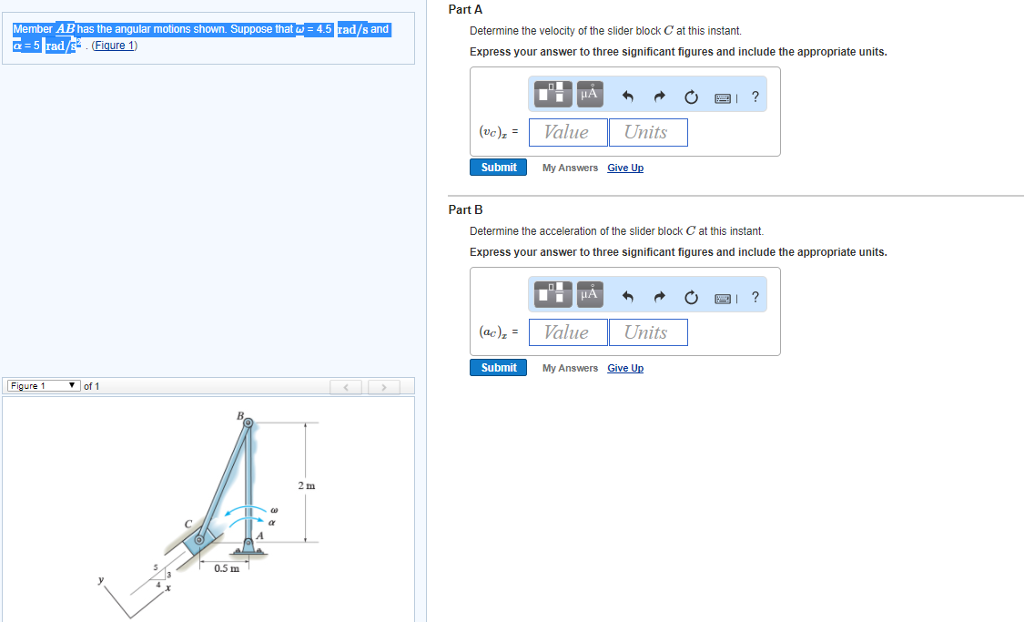 Solved Member AB has the angular motions shown. Suppose that | Chegg.com