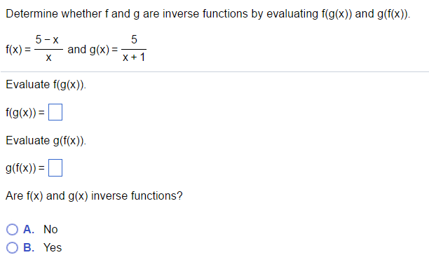 Solved Determine whether f and g are inverse functions by | Chegg.com