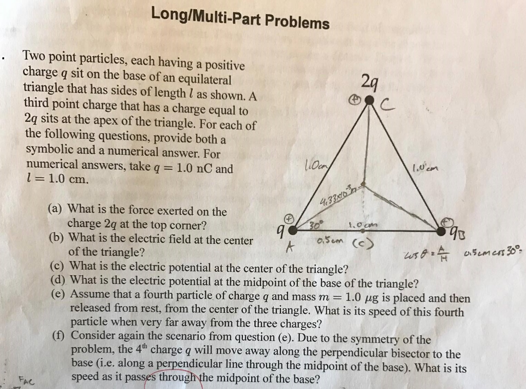 Solved Two point particles, each having a positive charge q | Chegg.com