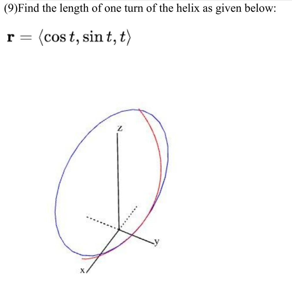 Solved Find the length of one turn of the helix as given | Chegg.com