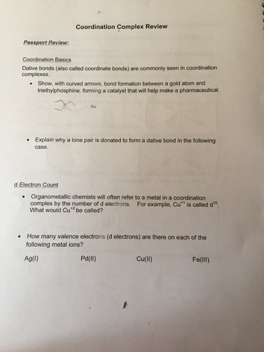 Solved Deconstructing Coordination Complexes 1. Select the | Chegg.com
