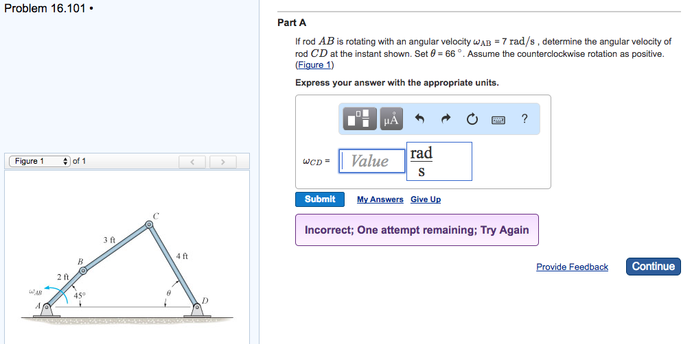 Solved If rod AB is rotating with an angular velocity | Chegg.com