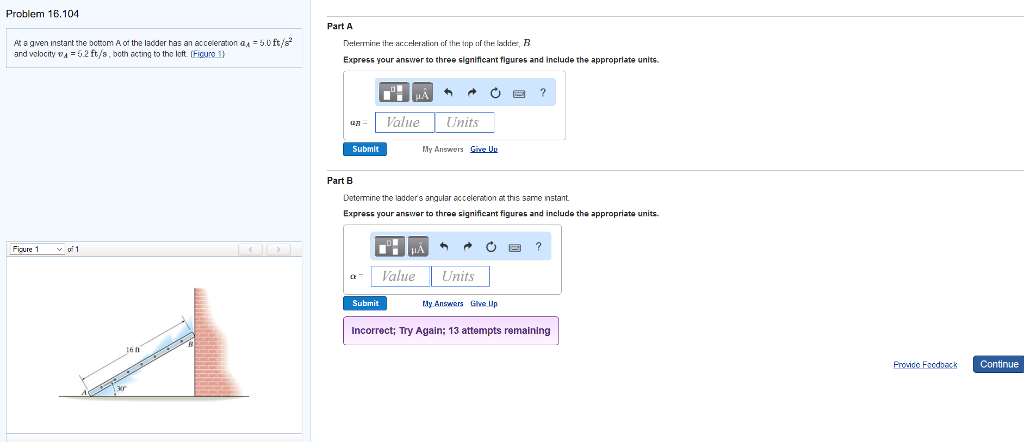 Solved At a given instant the bottom A of the ladder has an | Chegg.com