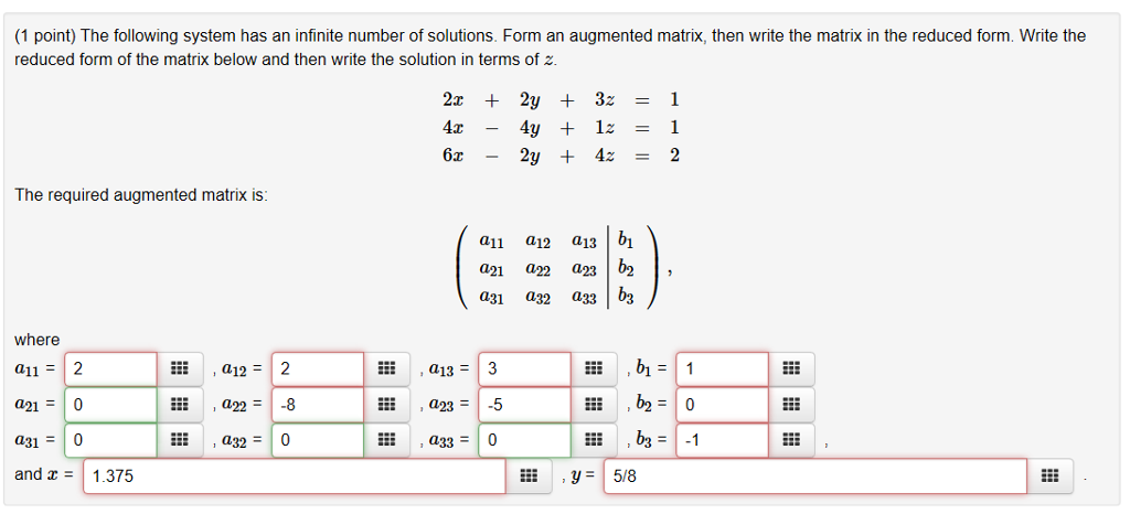 Solved The following system has an infinite number of | Chegg.com