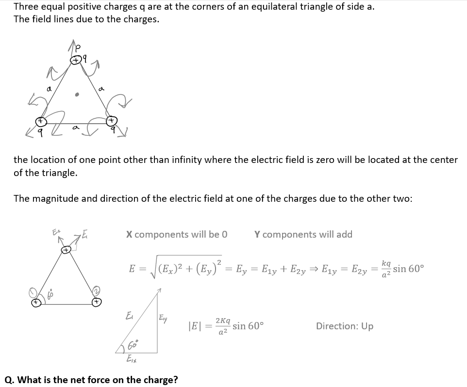 Solved Three equal positive charges q are at the corners of | Chegg.com