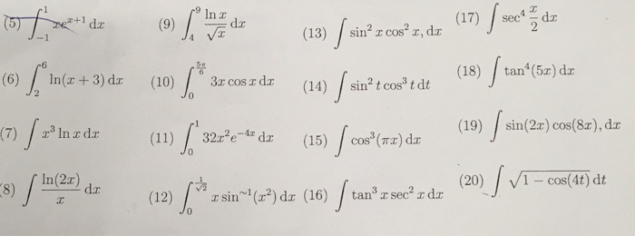 Solved Integral_1^1 xe^z+1 dx integral_2^6 ln(x + 3)dx | Chegg.com