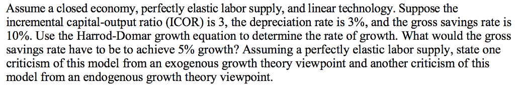 Solved Assume a closed economy, perfectly elastic labor | Chegg.com