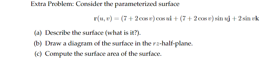 Solved Consider the parameterized surface r(u, v) = (7 + 2 | Chegg.com