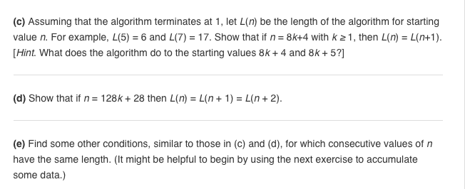 Solved The "3n+1 algorithm works as follows. Start with any | Chegg.com