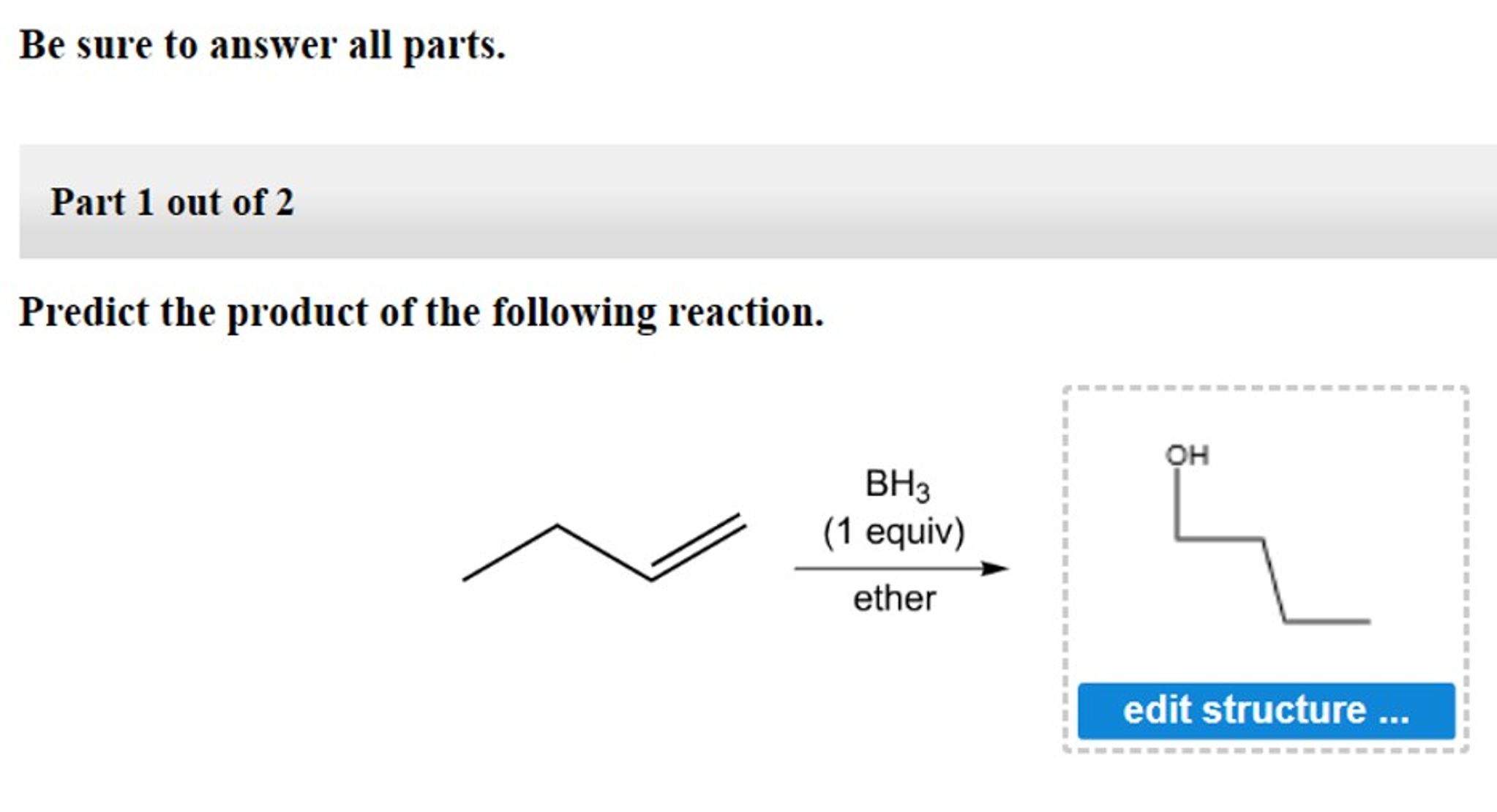 Solved Predict the product of the following reaction. | Chegg.com