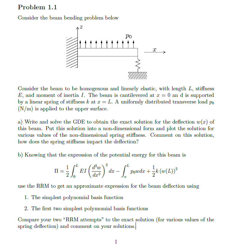 Solved Consider the beam bending problem below Consider the | Chegg.com