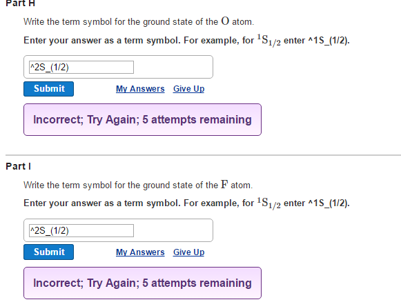 Solved Part Part A The following table lists the possible | Chegg.com