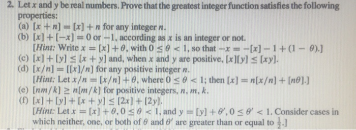 Solved Let x and y be real numbers. Prove that the greatest | Chegg.com