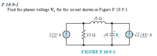 Solved Find the phasor voltage Vc for the circuit shown in | Chegg.com