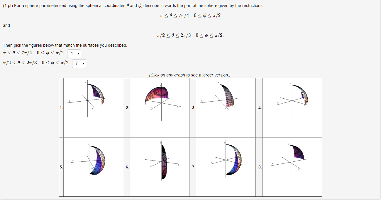 Solved (1 pt) For a sphere parameterized using the spherical | Chegg.com