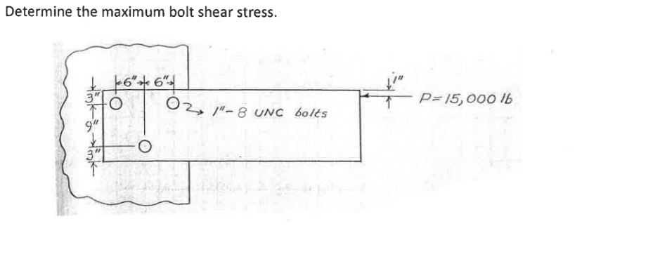 Solved Determine the maximum bolt shear stress t1" 3 /"-8 | Chegg.com