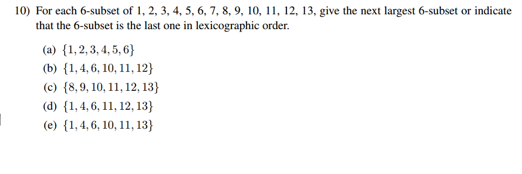 Solved For Each 6 Subset Of 1 2 3 4 5 6 7 8 9 10 