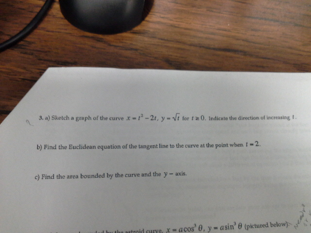Solved 3.a) Sketch a graph of the curve X = t^2 -2t,y = root | Chegg.com