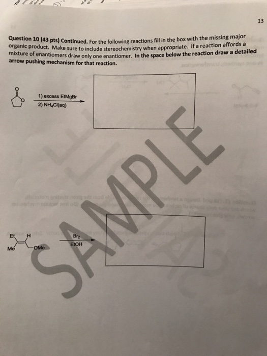 Solved For the following reactions fill m the box with the | Chegg.com