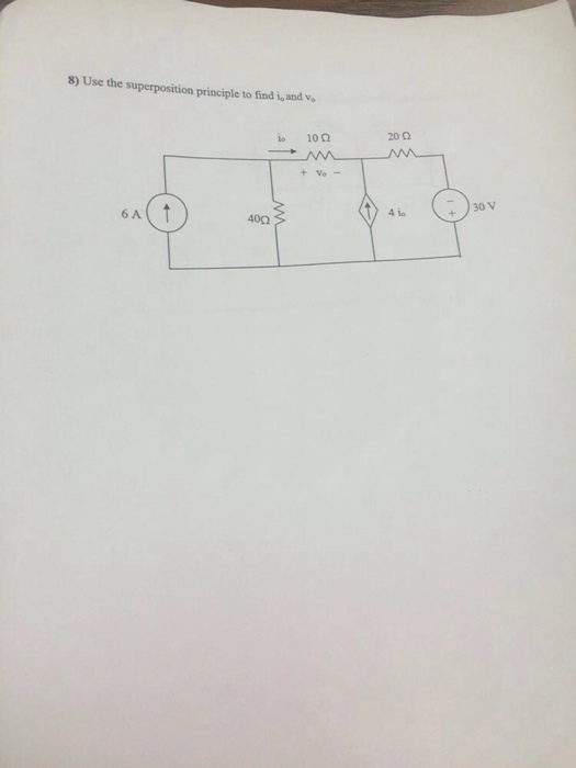 Solved Use the superposition Principle to find i_o and v_o | Chegg.com