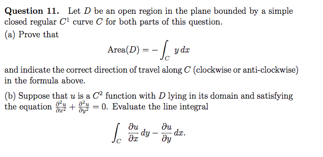 Solved Let D be an open region in the plane bounded by a | Chegg.com