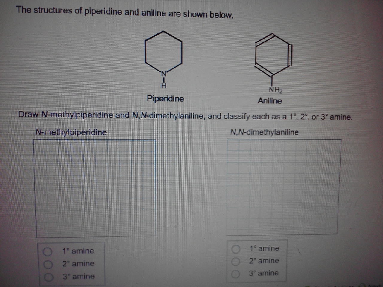 Solved The structures of piperidine and aniline are shown | Chegg.com