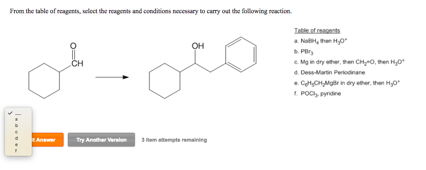 Solved From the table of reagents, select the reagents and | Chegg.com