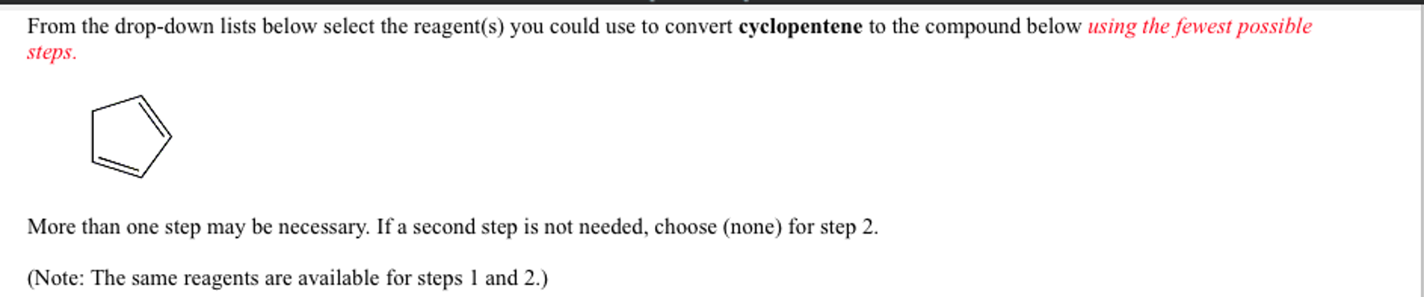 Solved From the drop-down lists below select the reagent(s) | Chegg.com