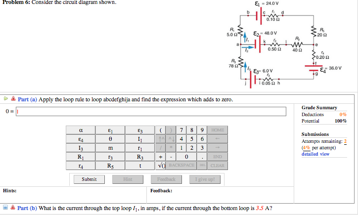 Solved Consider the circuit diagram shown. Apply the loop | Chegg.com