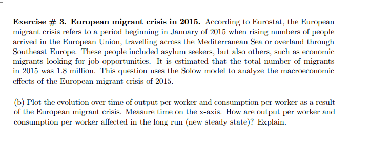 Solved Exercise # 3·European migrant crisis in 2015. | Chegg.com