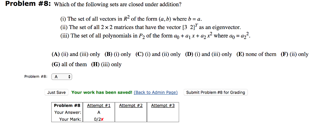 Solved Problem # 8: Which of the following sets are closed | Chegg.com